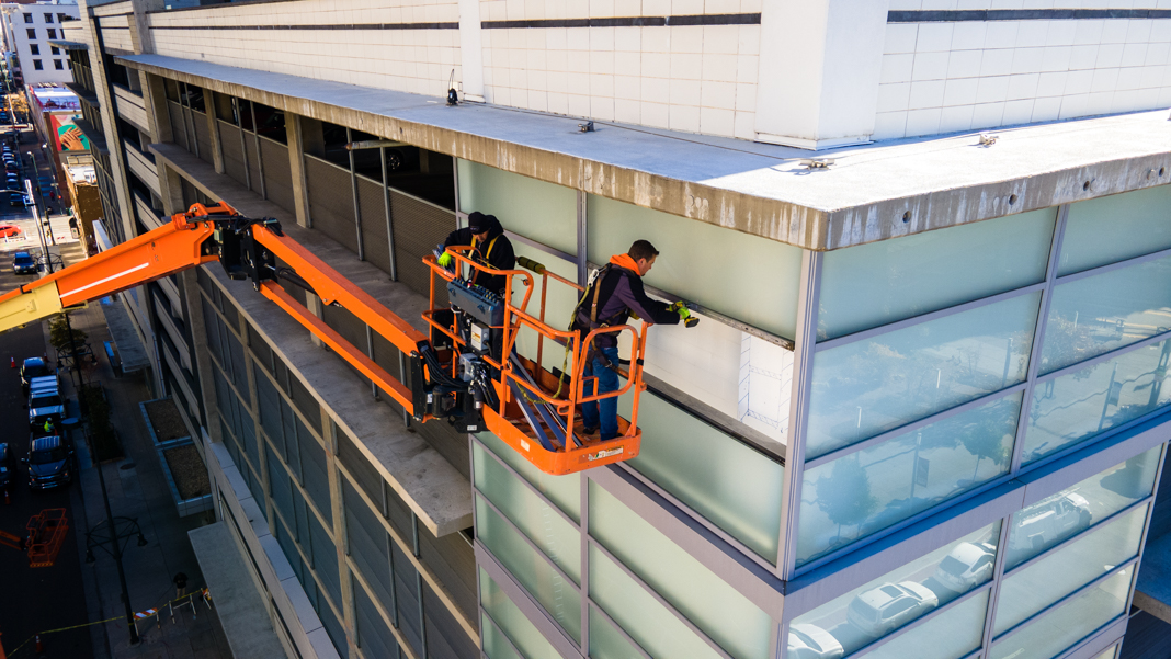 Display Devices, Inc. | Spire Building LED Panel Installation