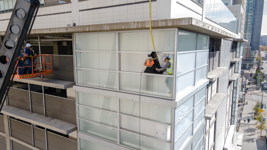 Display Devices, Inc. | Spire Building LED Panel Installation